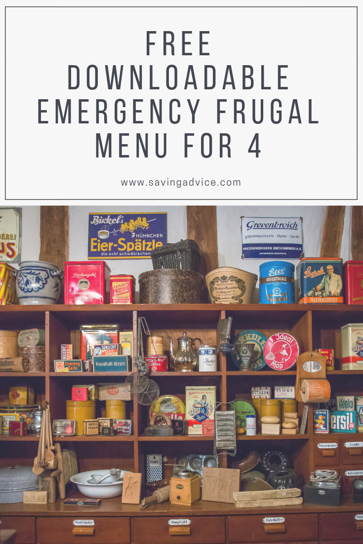 Feed a Family of Four For Less than $65 With This Emergency Frugal Menu ...